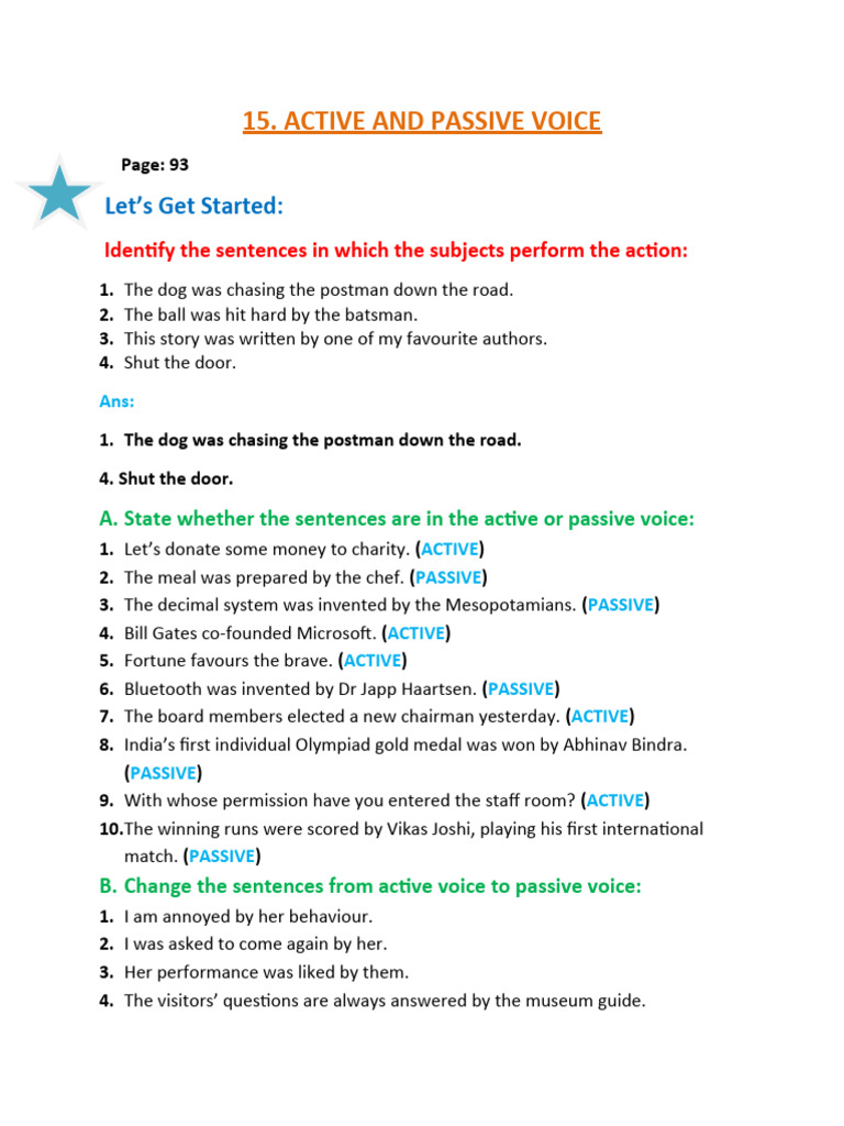 Active and Passive Voice | PDF