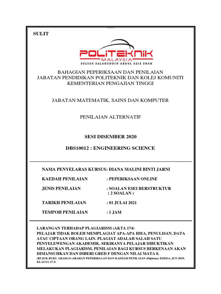 DBS10012 Engineering Science | PDF DBS10012 Engineering Science | PDF