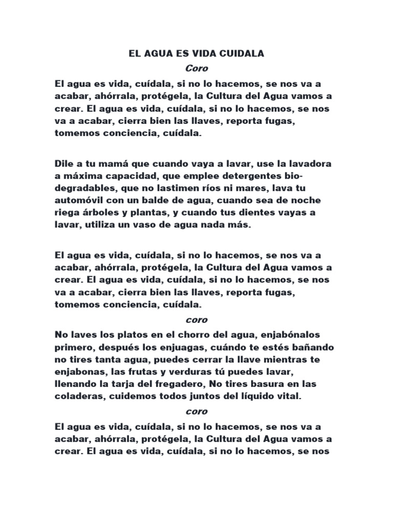 El Agua Es Vida Cuidala | PDF | Hogar, jardinería y bricolaje