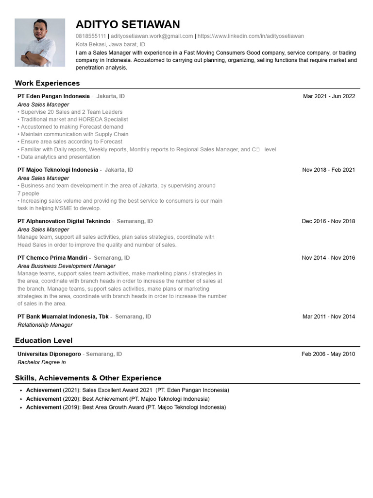CV Adityo Setiawan | PDF | Private Sector | Business