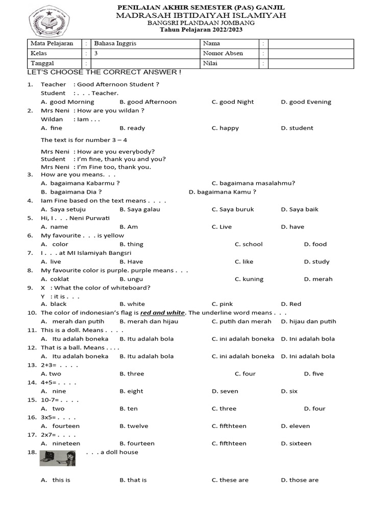BHS Inggris KLS 3 | PDF