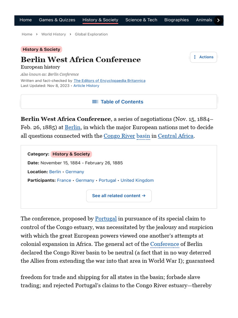 Berlin West Africa Conference - Colonialism, Imperialism ...