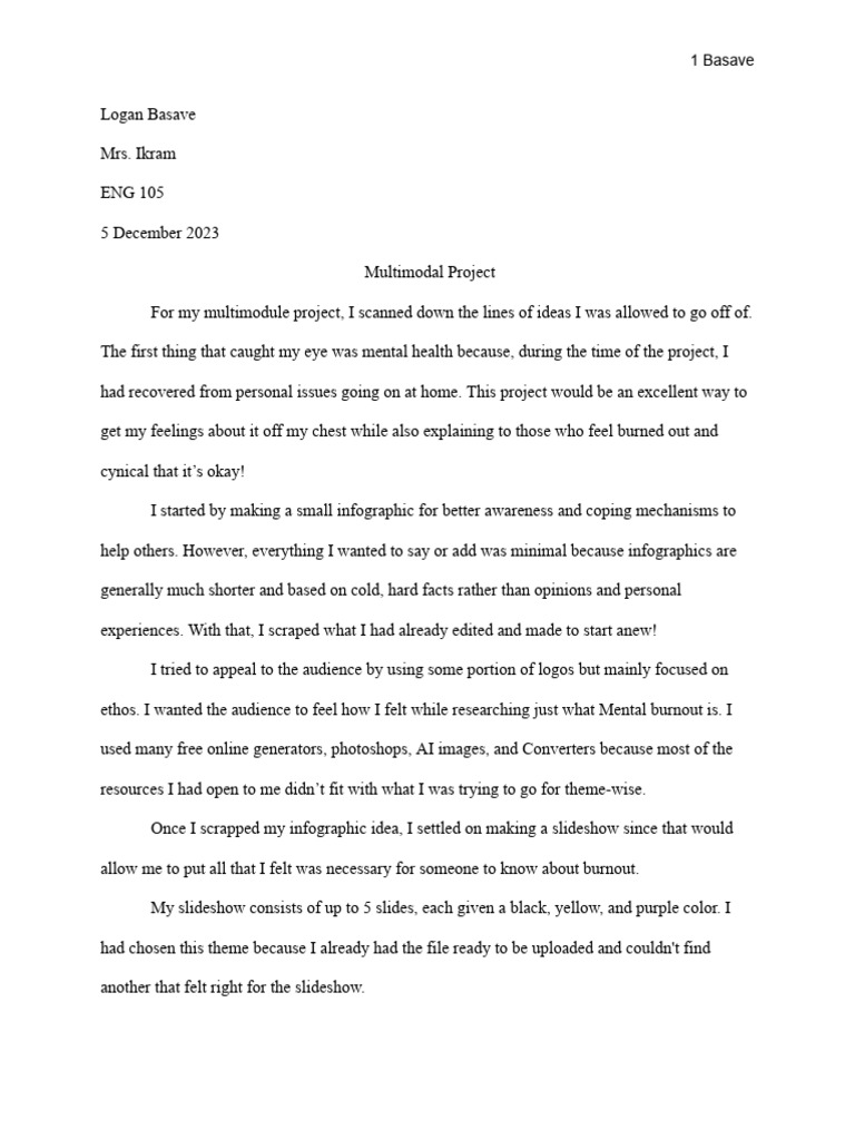 Final Draft - Multi-Module Reflective Essay | PDF