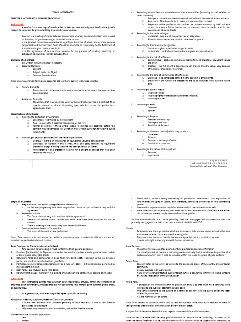 Oblicon Prefinals | PDF | Offer And Acceptance | Loans
