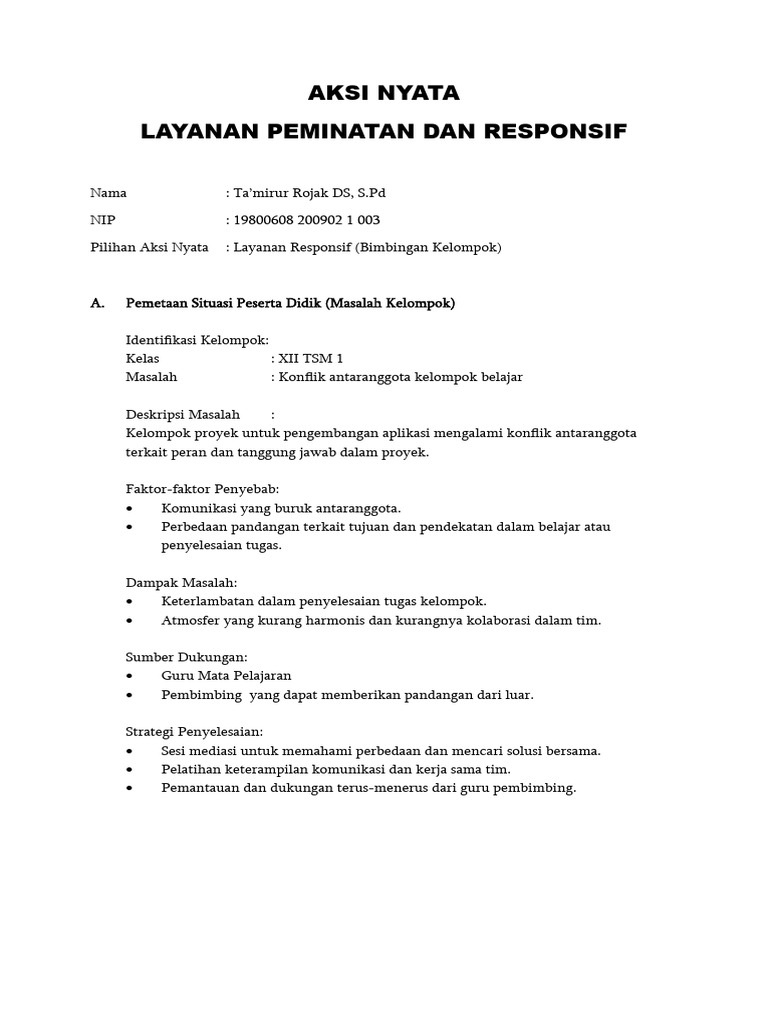 Layanan Responsif untuk Atasi Konflik Kelompok | PDF | Karier ...