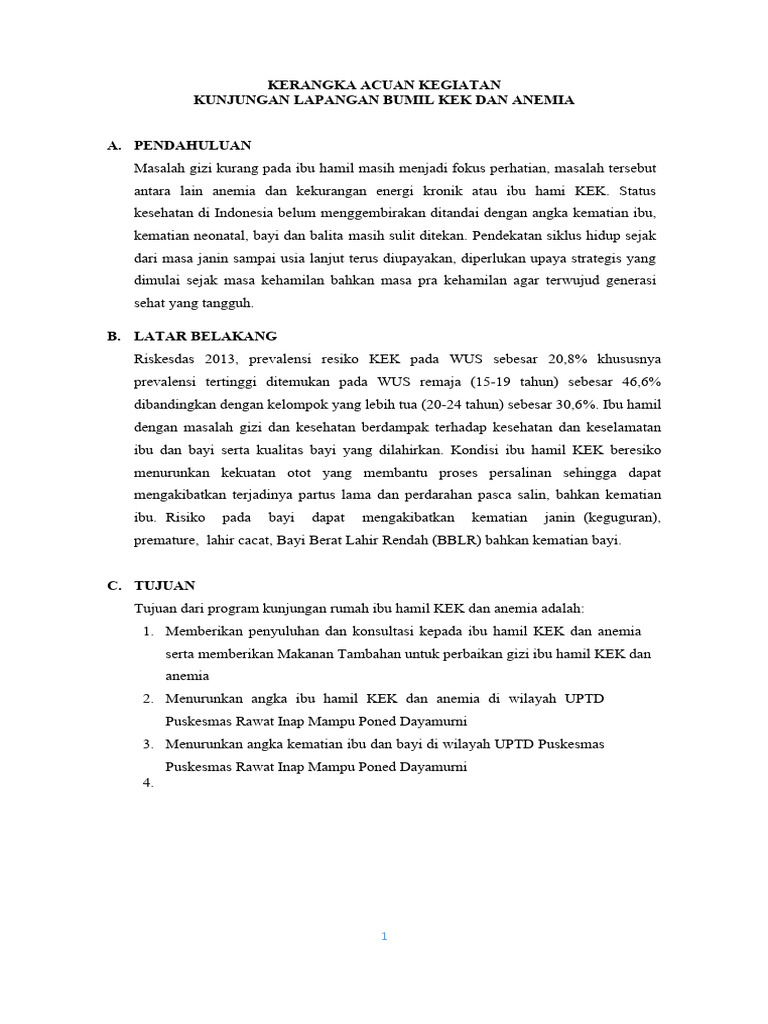 Kak Kunjungan Lapangan Bumil Kek | PDF Kak Kunjungan Lapangan Bumil Kek | PDF