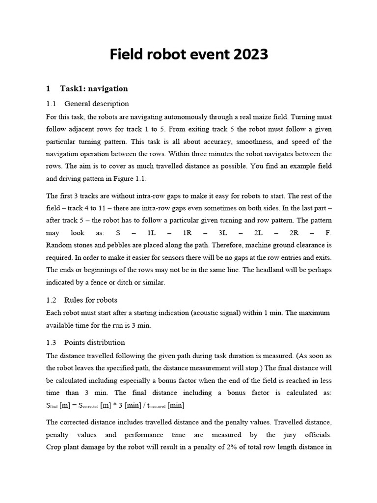 Field Robot Event 2023 - TASKS | PDF | Technology & Engineering