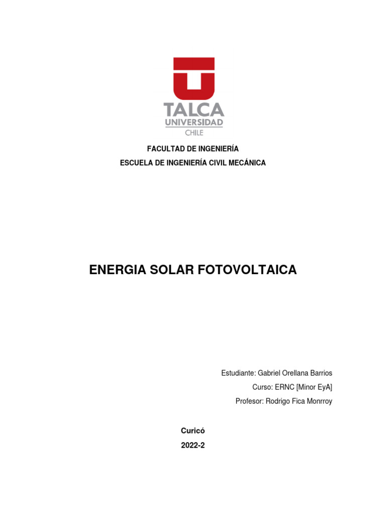 Proyecto Energia Solar Fotovoltaica | PDF | Energía solar | Fotovoltaica