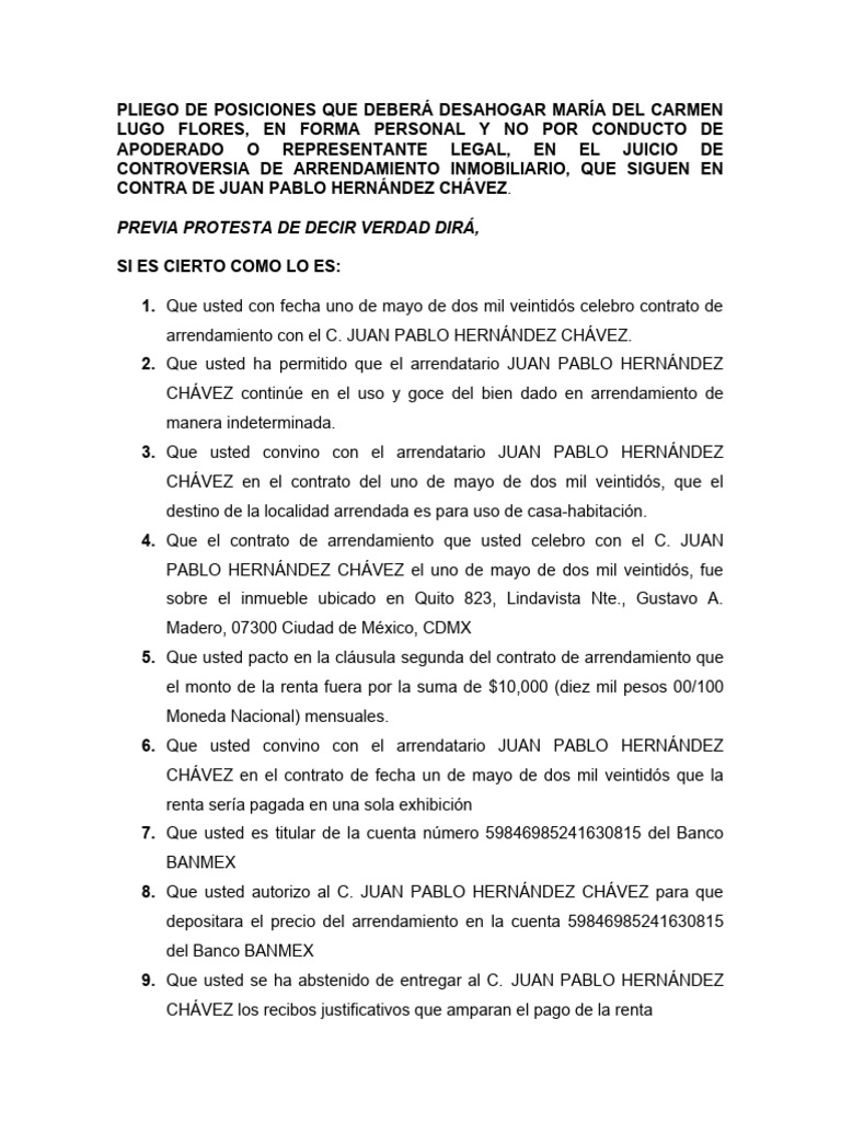 Pliego de Posiciones | PDF