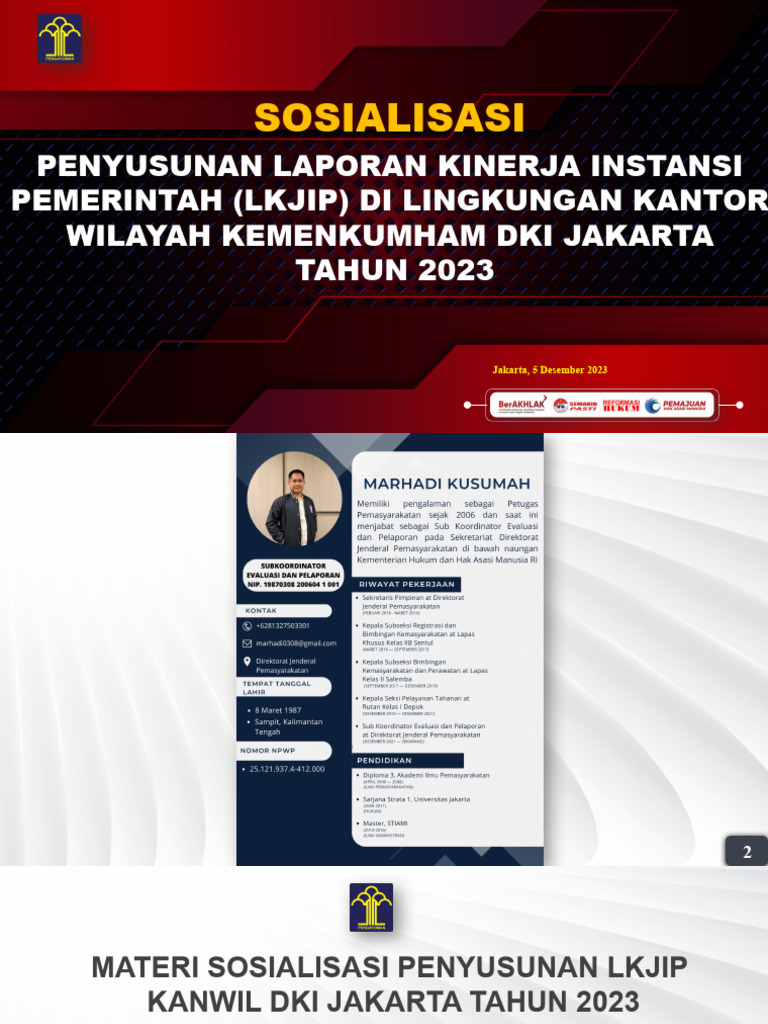 Sosialisasi LKJIP Kemenkumham DKI 2023 | PDF