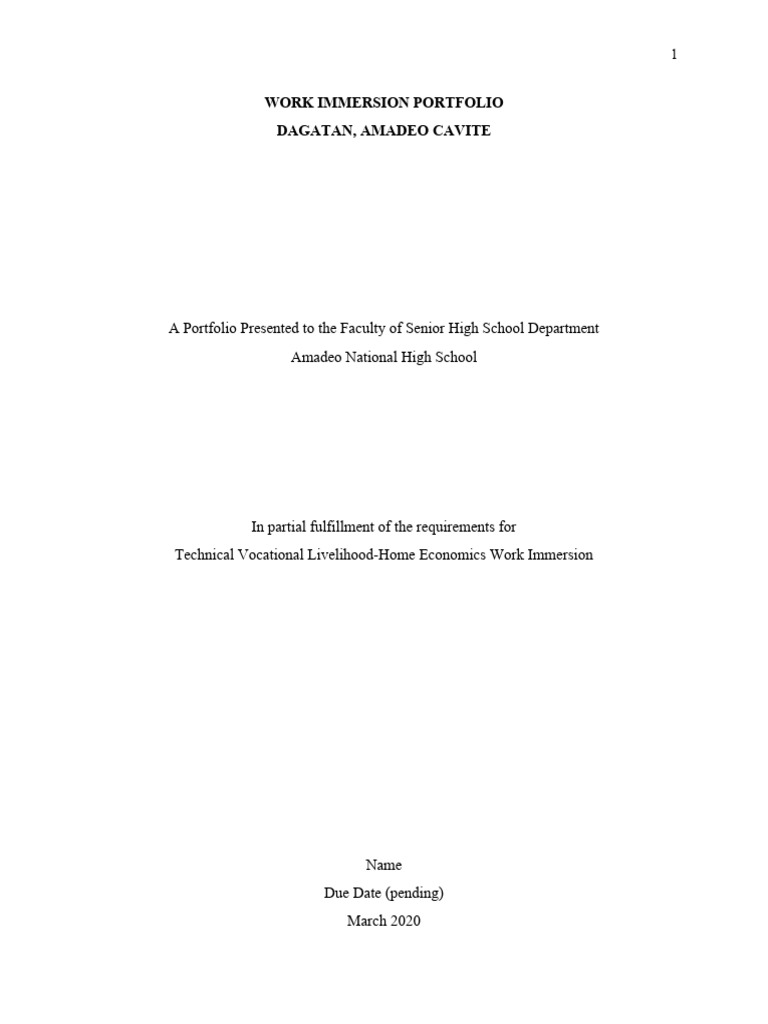 Work-Immersion-portfolio | PDF | Chef | Restaurants