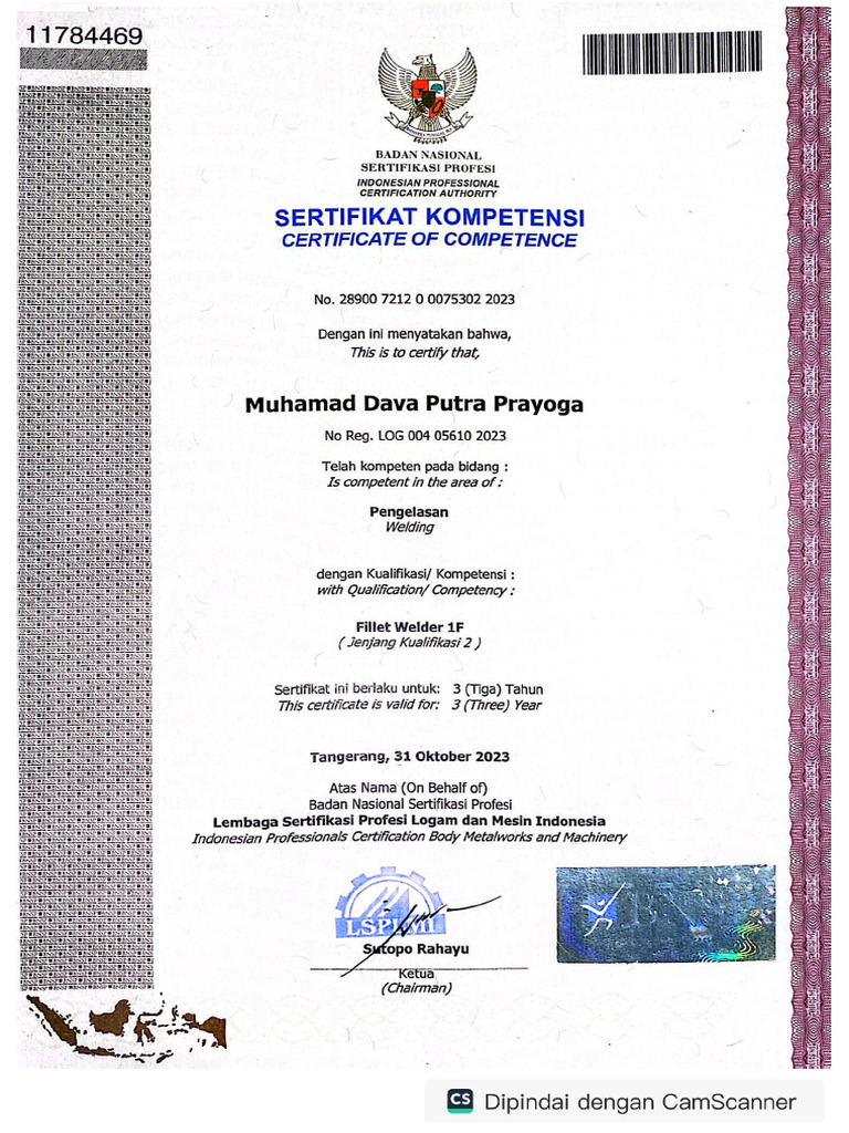 Sertifikat Welding | PDF