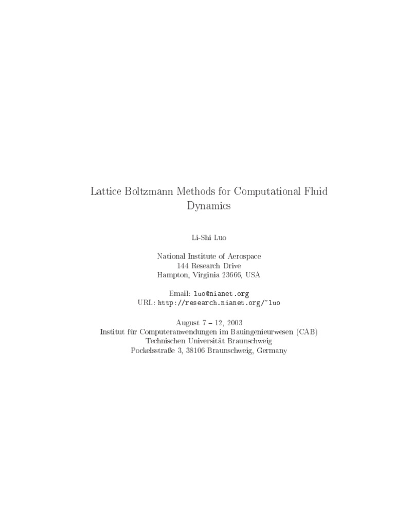 Lattice Boltzmann Methods For Computational Fluid Dynamics | PDF | Mechanical Engineering ...
