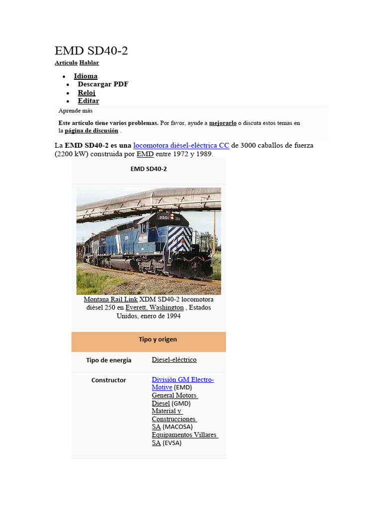 Emd SD40-2 | PDF | Ferrocarril Union Pacific | Transporte ferroviario