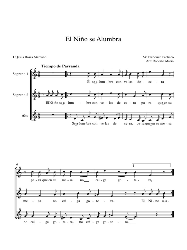 El Niño Se Alumbra - Partitura Completa | PDF