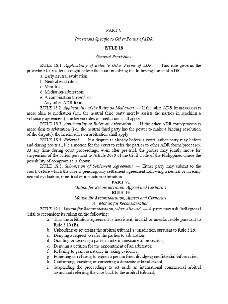 Special ADR Rules | PDF | Alternative Dispute Resolution | Arbitration