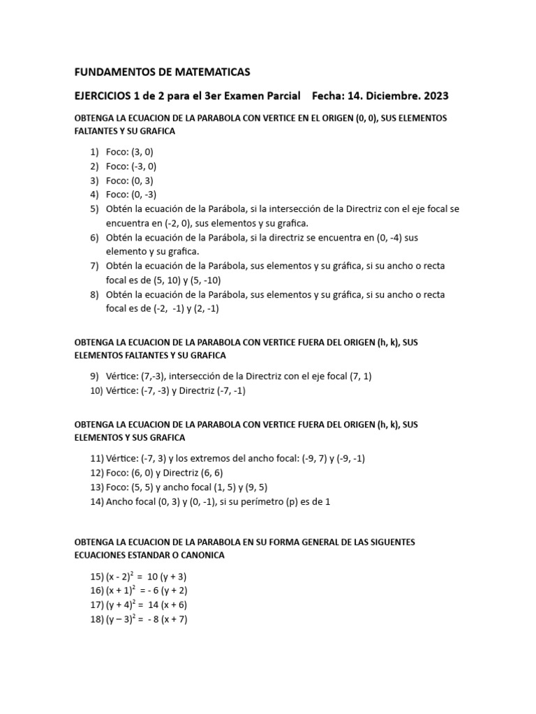 EJERCICIOS 1 PARA EL 3ER EXAMEN PARCIAL (Fundamentos de Matematicas ...