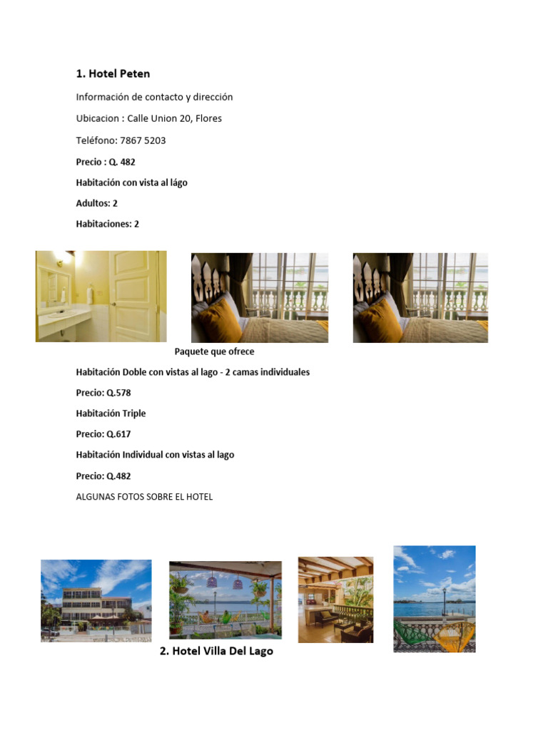 Hoteles de Peten. | PDF