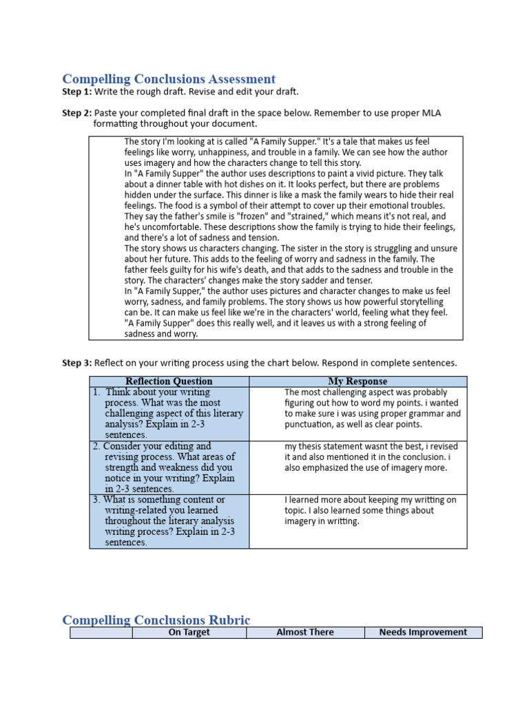 Compelling Conclusions Assess Rubric | PDF | Essays | Linguistics