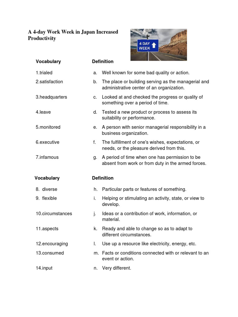 4-Day Work Week ESL Lesson | PDF | Labor | Economies