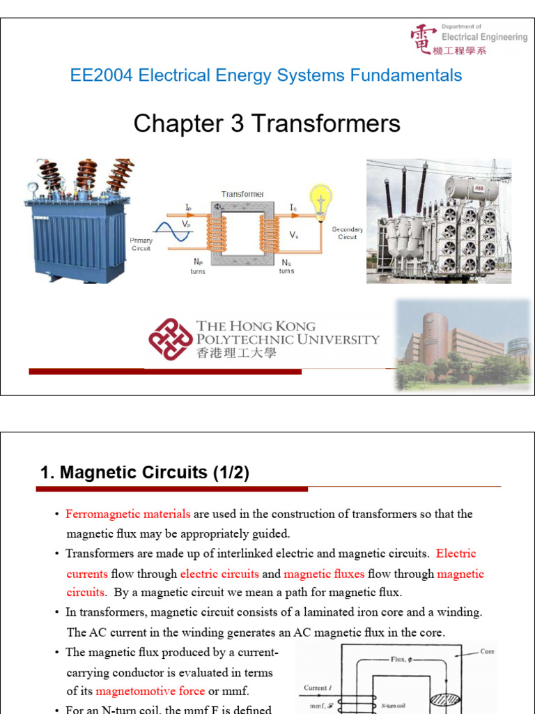 EE2004 3 Transformers - Part 1 | PDF | Transformer | Electrical Impedance