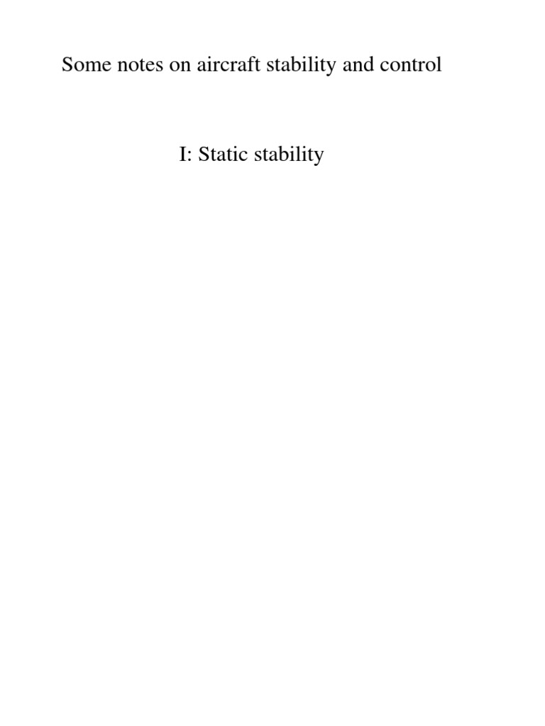 Aircraft Static Stability Overview | PDF | Flight Dynamics (Fixed Wing ...