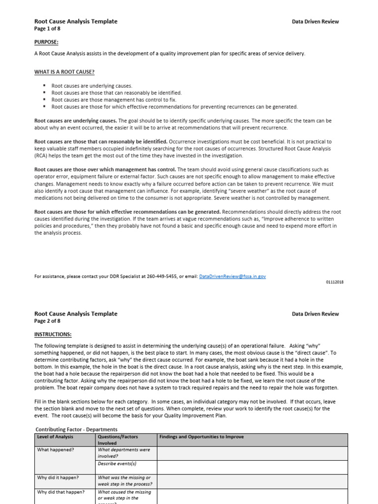 008 Root-Cause-Template - BQIS 01112018 | PDF