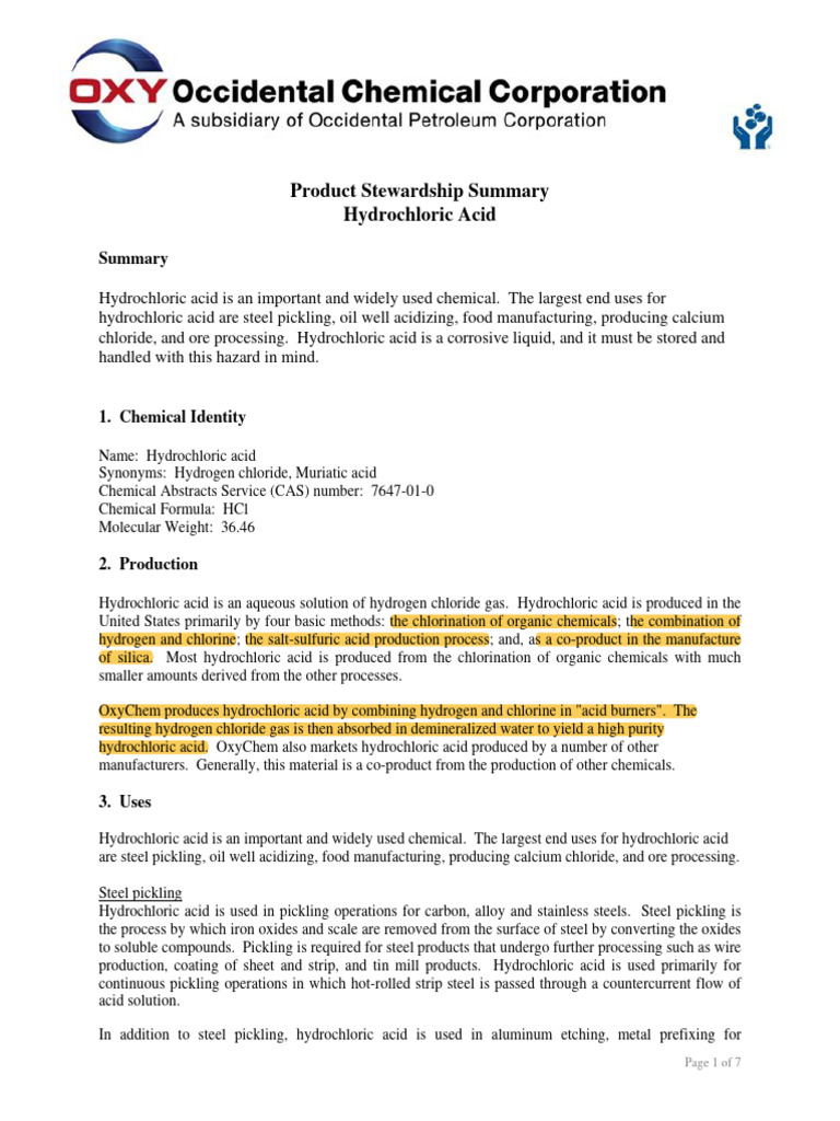 Chemical Process | PDF | Hydrochloric Acid | Chlorine