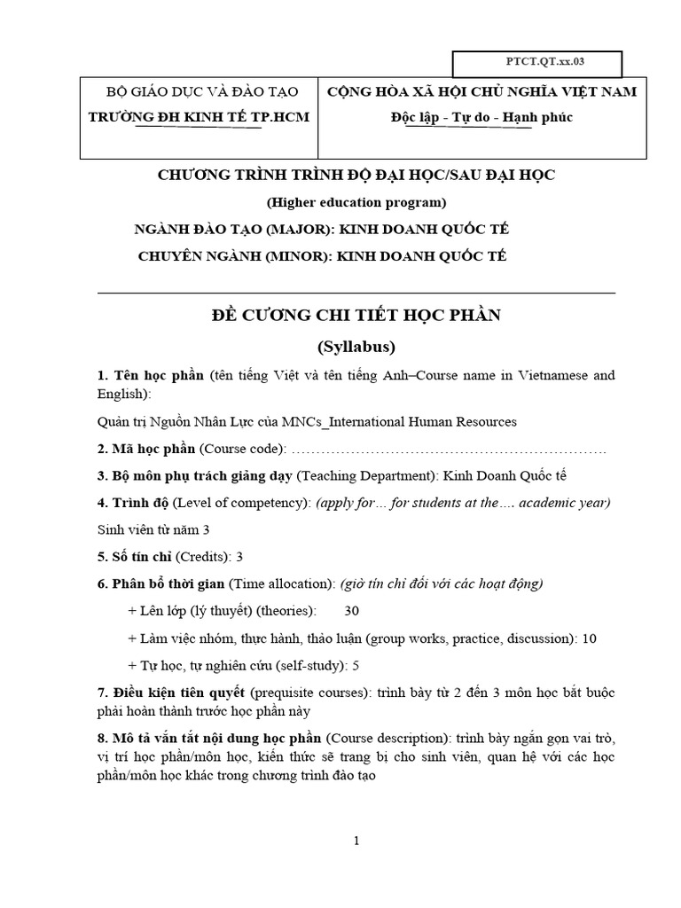 ĐCCT Quan Tri Nguon Nhan Luc Cua MNCs | PDF