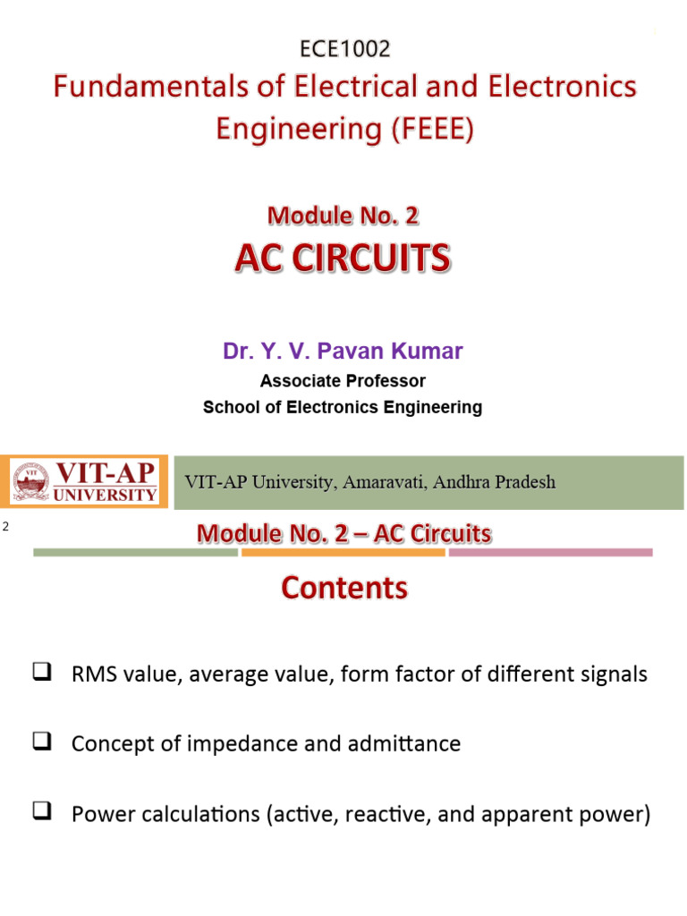 Module2_AC Circuits Analysis | PDF | Ac Power | Root Mean Square