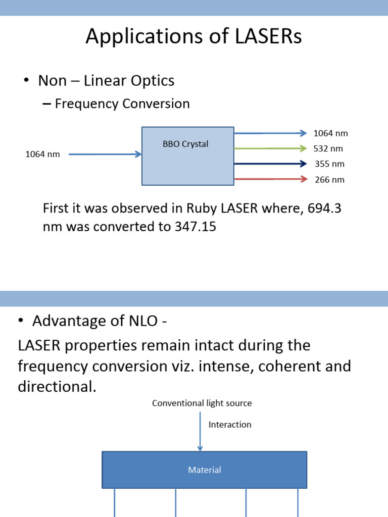 Applications of Lasers: - Non - Linear Optics | PDF | Nonlinear Optics | Waves