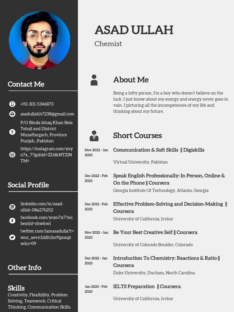 CV Asad Ullah - 1683172312 | PDF