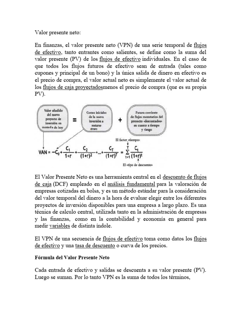 Valor Presente Neto | PDF | Tasa interna de retorno | Economias