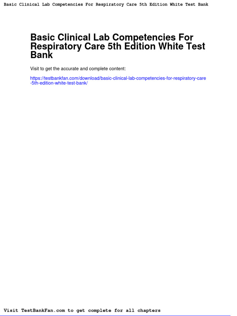 Basic Clinical Lab Competencies For Respiratory Care 5th Edition White ...