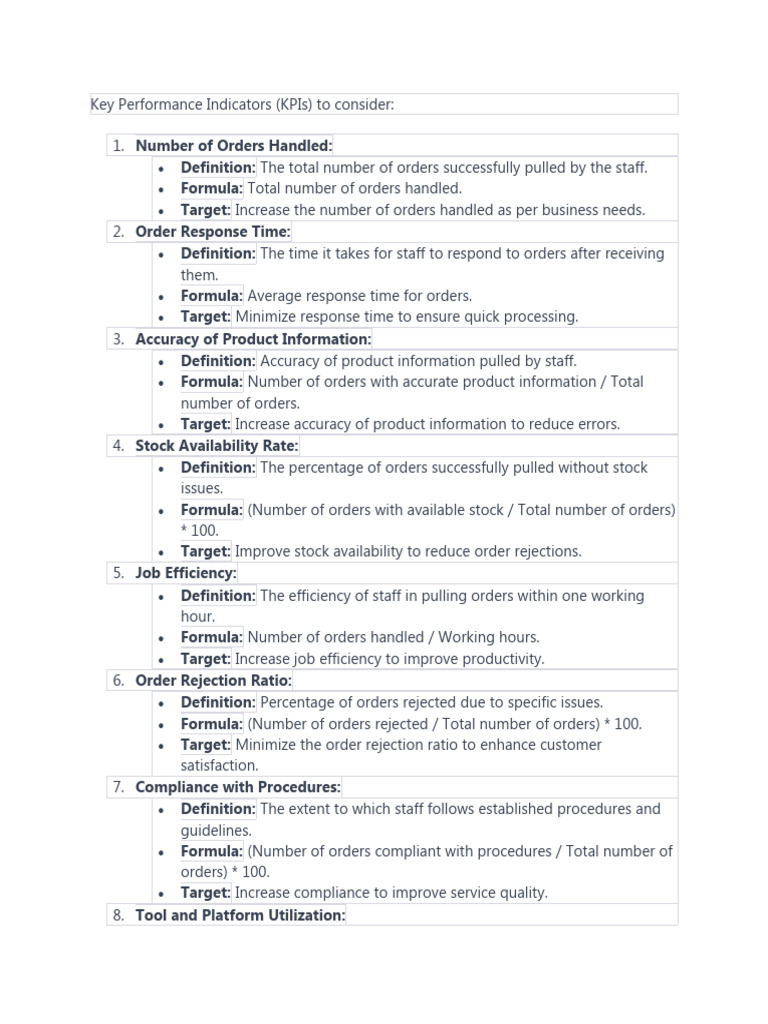 Key Performance Indicators | PDF | Performance Indicator | Customer ...