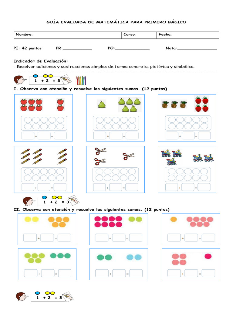 Guia Evaluada Sumas | PDF | Métodos y materiales de enseñanza