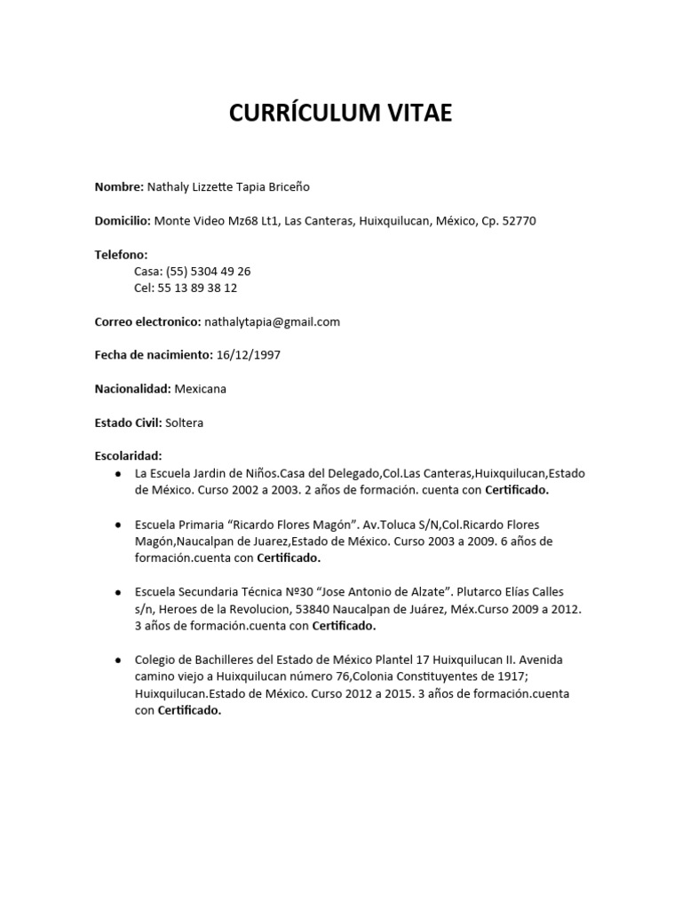 CURRÍCULUM VITAE corregido | PDF | México