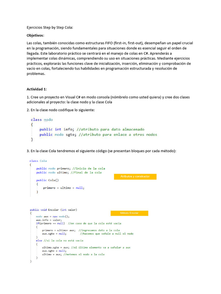 Colas Actividades | PDF | Programa de computadora | Programación