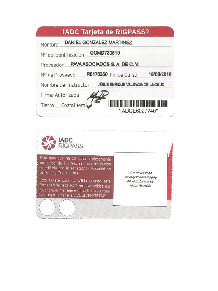 Rig Pass Credencial | PDF