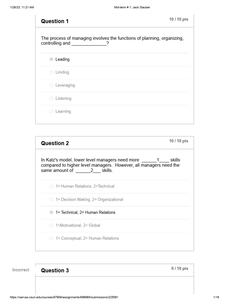 Practice Exam 1 MGT 360 | PDF | Motivation | Motivational
