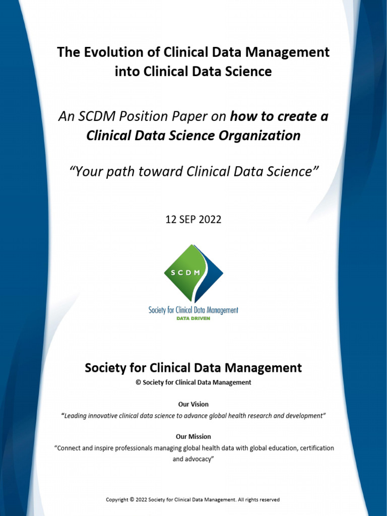 SCDM Position Paper Evolution Into Clinical To Data Science V9.0 | PDF