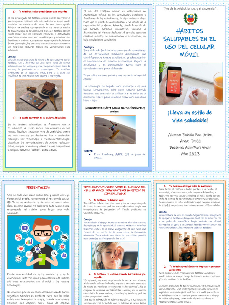 Triptico Uso Responsable Del Celular | PDF | Teléfonos móviles | Telefonía móvil