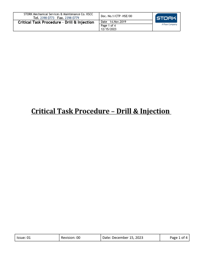 Method Statement - Drill Injection | Download Free PDF | Personal ...
