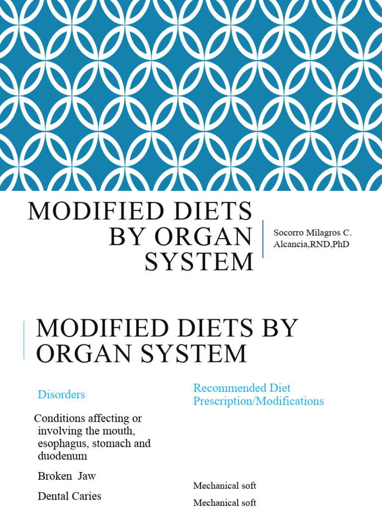 Modified Diets by Organ System 1 | PDF | Gastrointestinal Tract ...