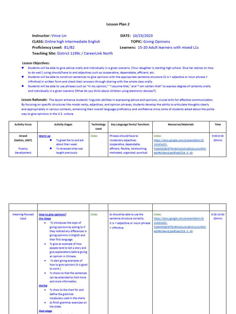 Lesson Plan 2 | PDF | Adjective | Phrase