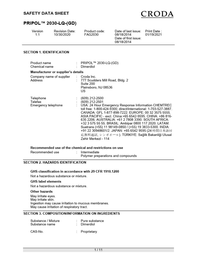 Fag2030 - Pripol 2030-LQ - (GD) - Usensds | PDF | Toxicity | Personal ...