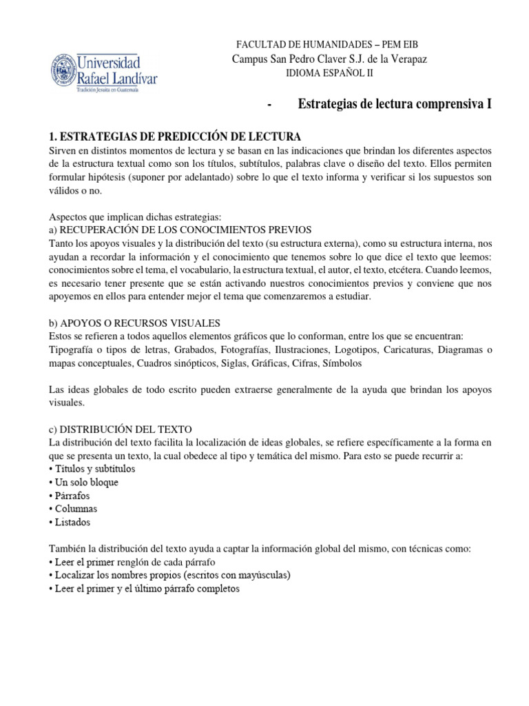 Estrategias de Lectura Comprensiva I 26-08-2022 | PDF | Comprensión ...