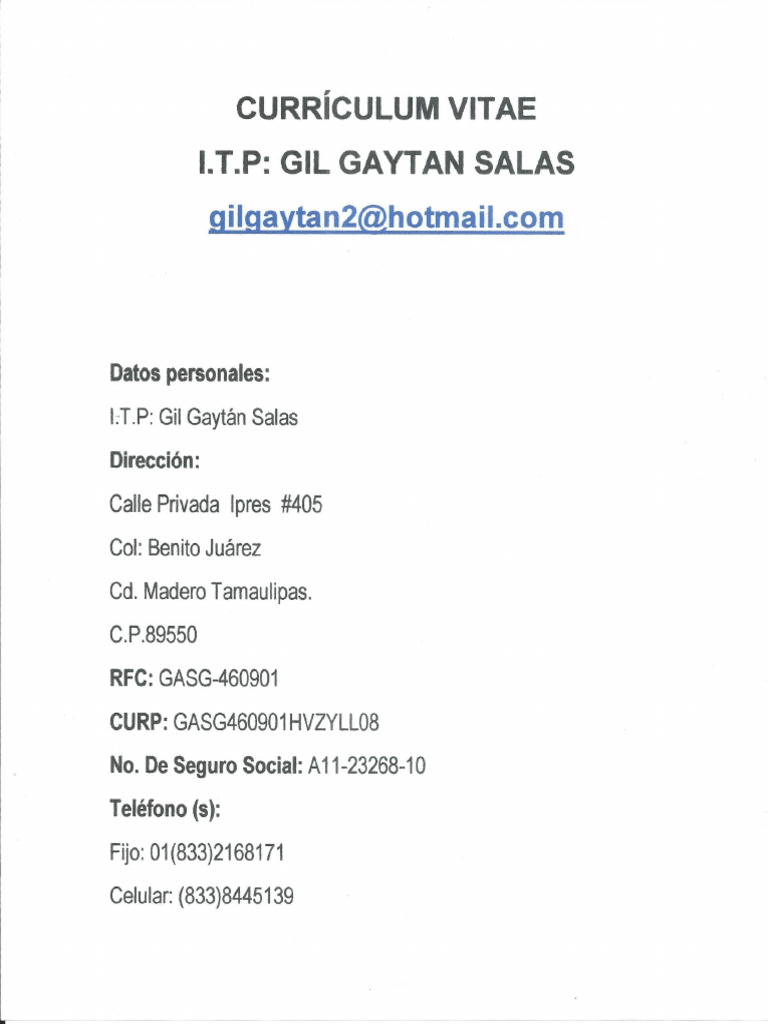 Cv Gil Gaytan | PDF