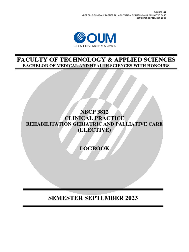 Faculty of Technology & Applied Sciences: NBCP 3812 Clinical Practice ...