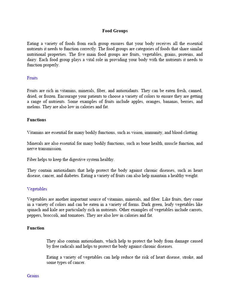 Food Groups | PDF | Foods | Healthy Diet